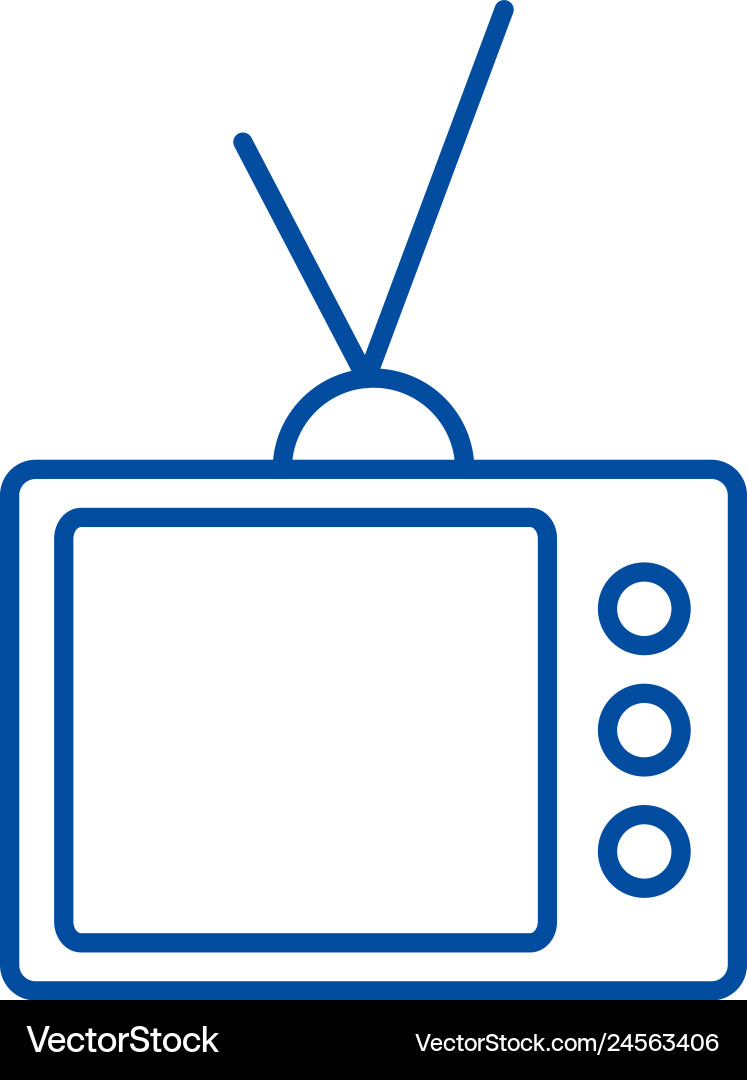 Retro tv line icon concept tv flat Royalty Free Vector Image