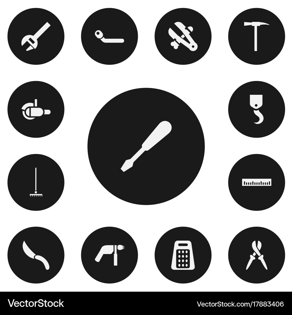 Set of 13 editable instrument icons includes Vector Image