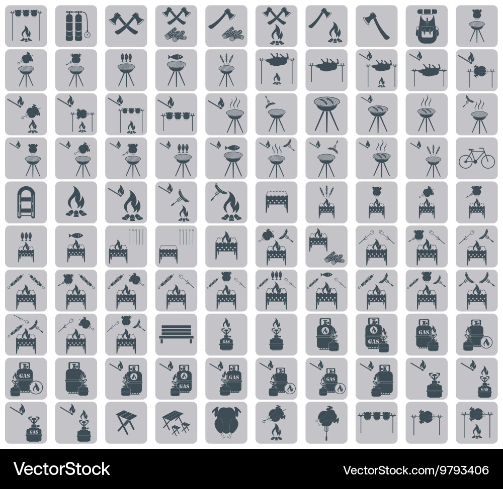 Set of camping cooking icons Royalty Free Vector Image