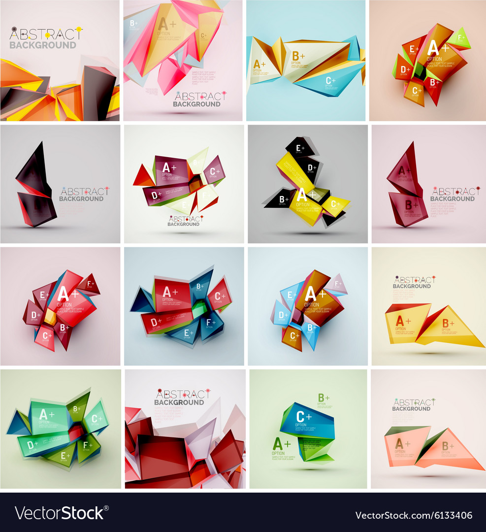 Set of triangle geometric 3d forms modern info Vector Image