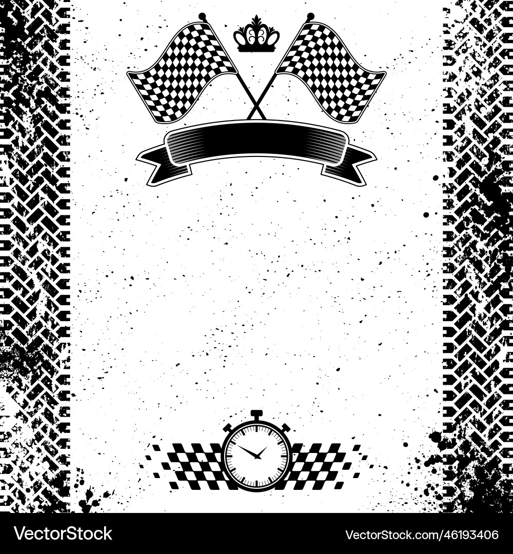 Tire track grunge race background Royalty Free Vector Image