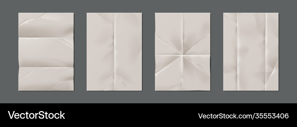 Wrinkled paper realistic blank pages Royalty Free Vector