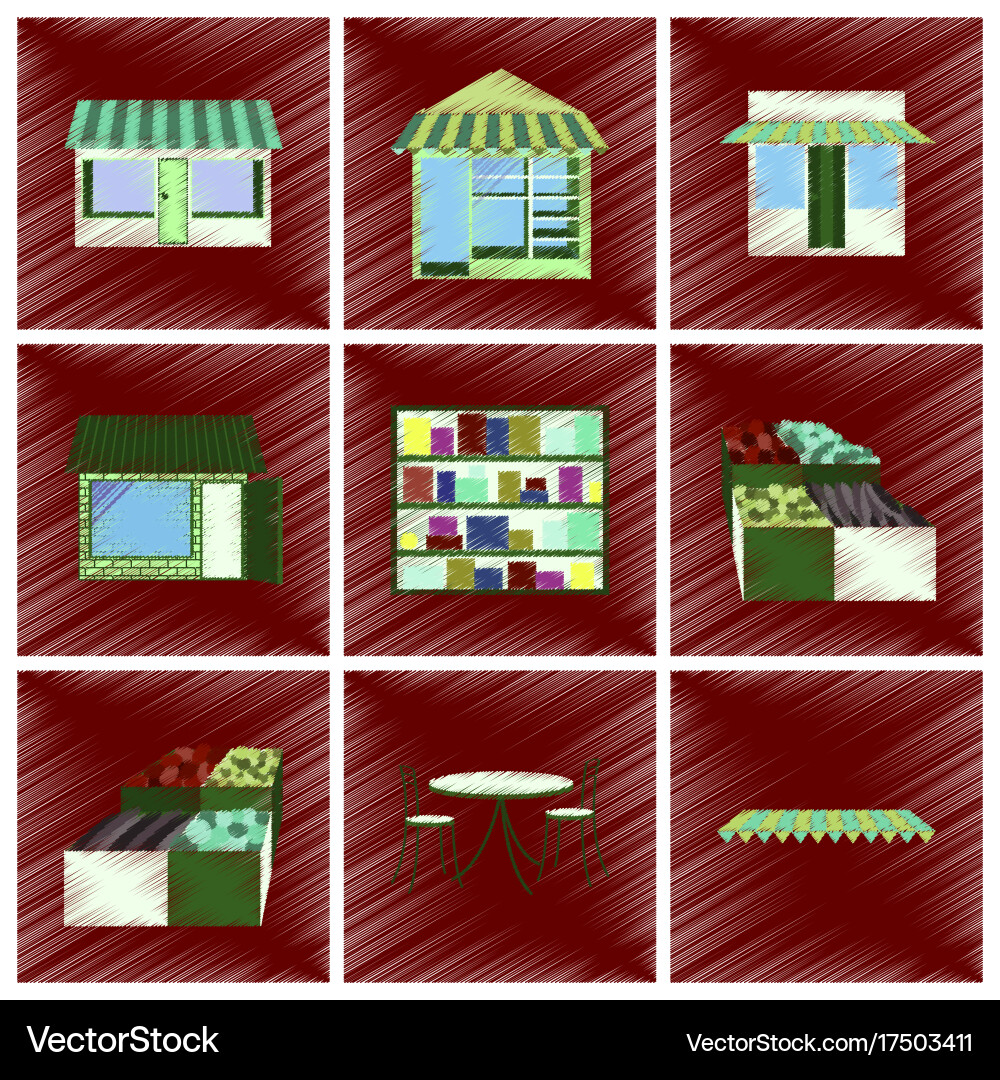 Assembly flat shading style icons shop interior Vector Image