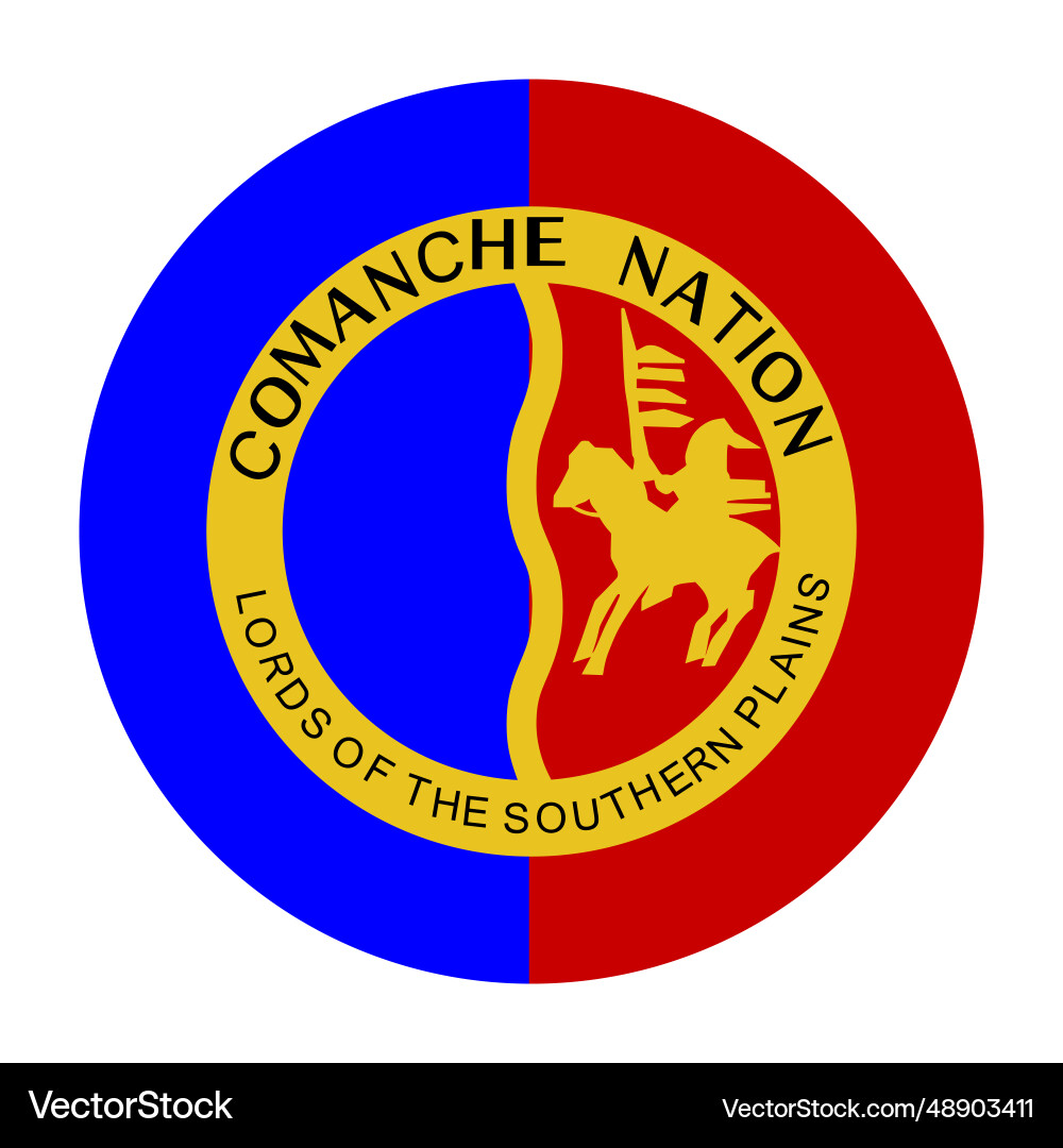 Circle badge indian flag comanche nation tribe Vector Image
