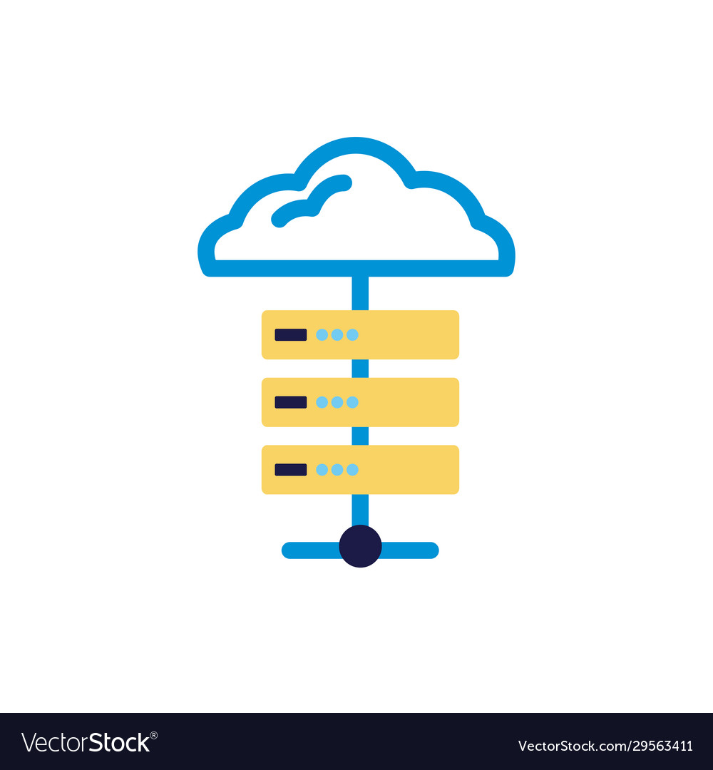 Cloud computing with server lineal color style Vector Image