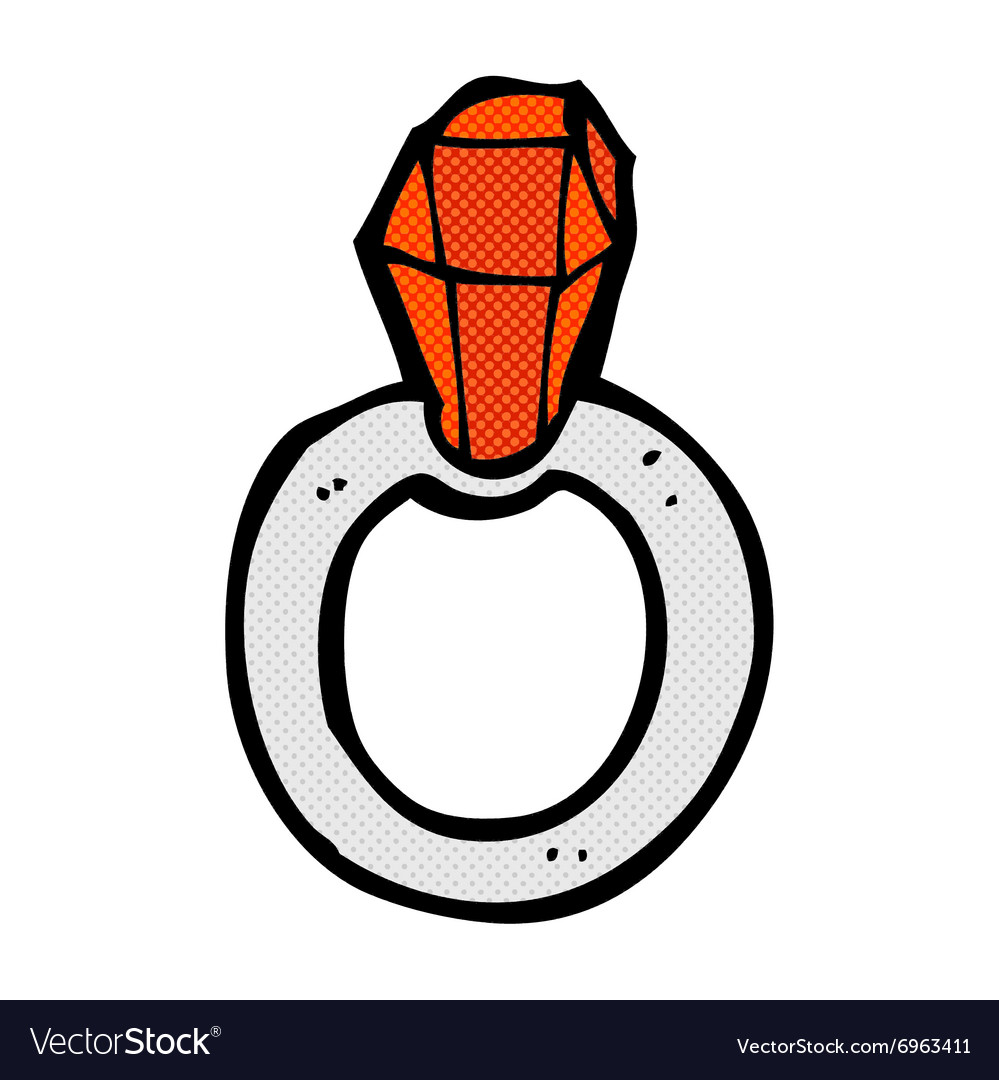 Comic cartoon ruby ring Royalty Free Vector Image