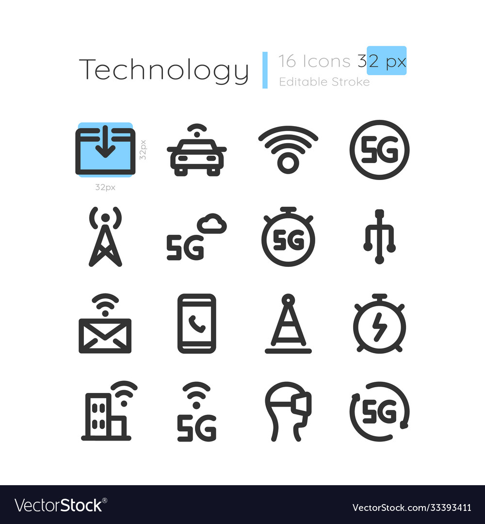 Connection coverage linear icons set Royalty Free Vector