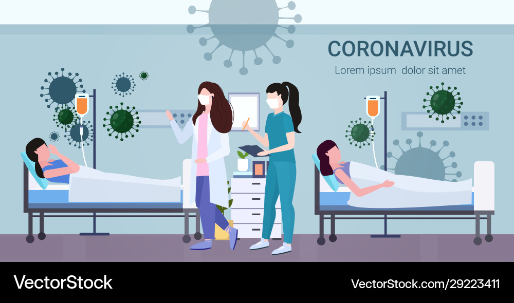Coronavirus infect control diagnosis treatment Vector Image