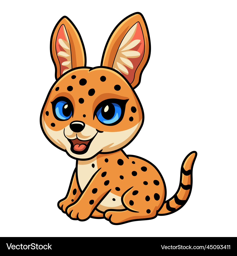 Cute serval cat cartoon sitting Royalty Free Vector Image