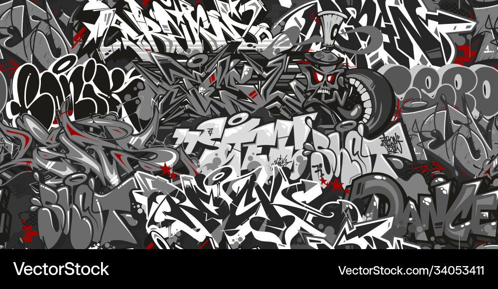 Dark grey abstract graffiti street art seamless Vector Image
