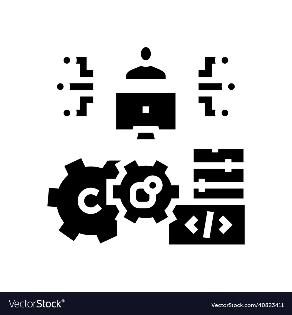 Development Erp Software Glyph Icon Royalty Free Vector