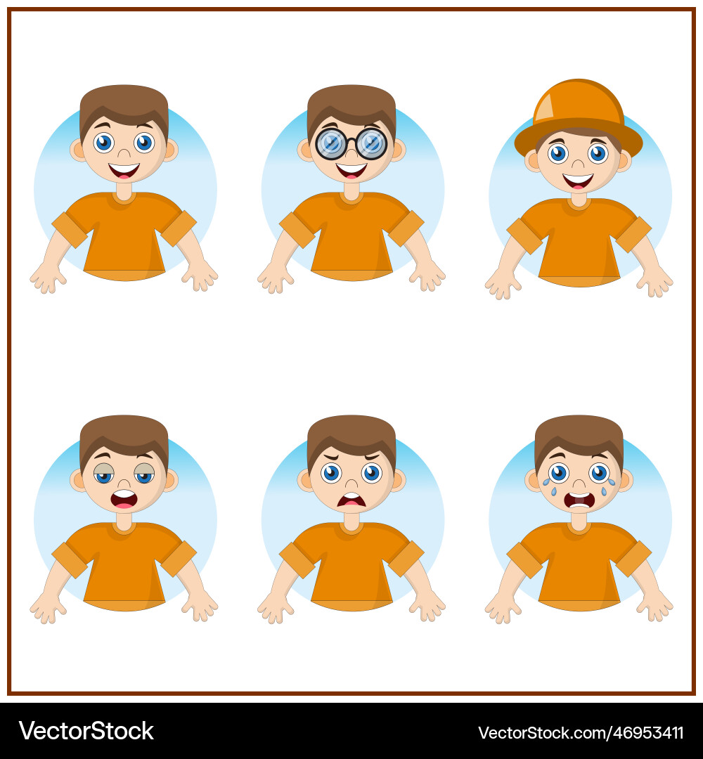 Different emotions of the boy Royalty Free Vector Image