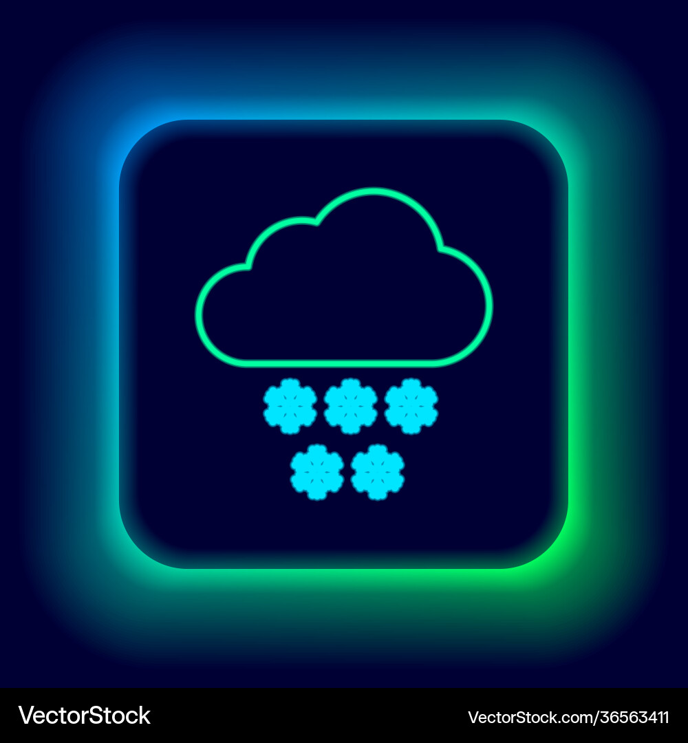 Glowing neon line cloud with snow icon isolated Vector Image