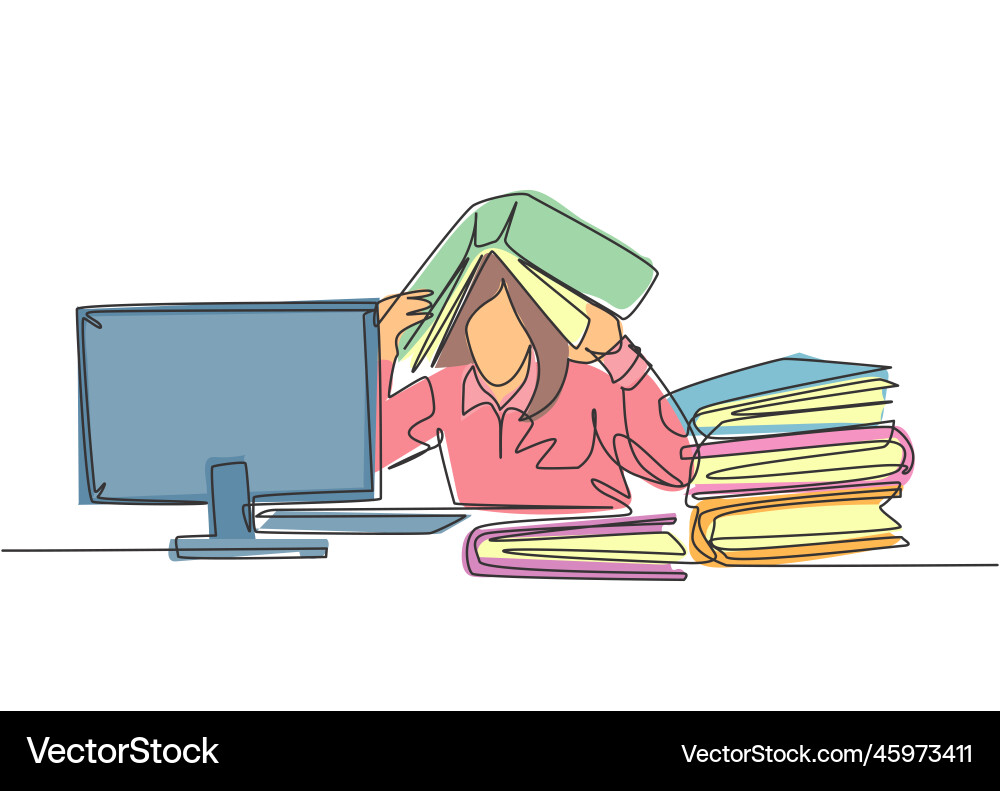 One single line drawing of young depression Vector Image