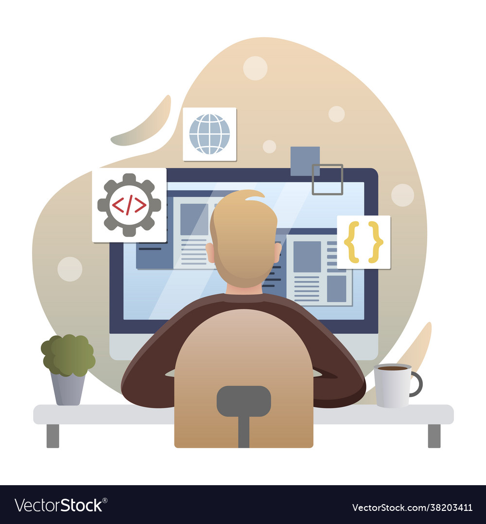 Programming isolated flat style colored cloud Vector Image