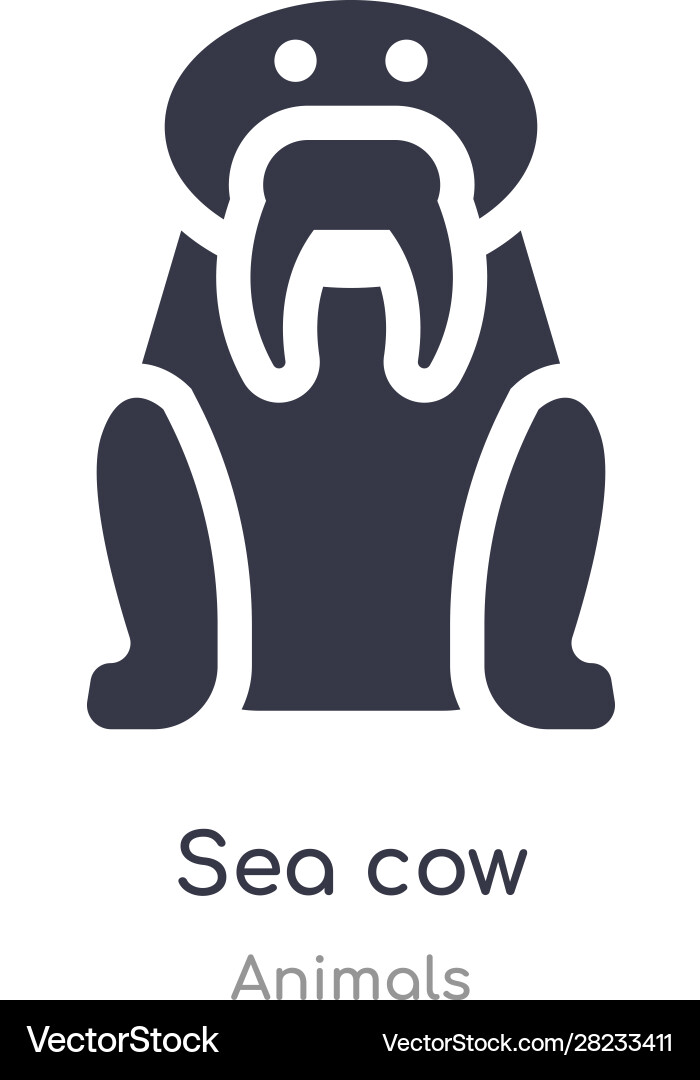 Sea cow icon isolated from animals Royalty Free Vector Image