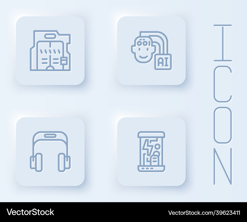 Set line futuristic sliding doors humanoid robot Vector Image