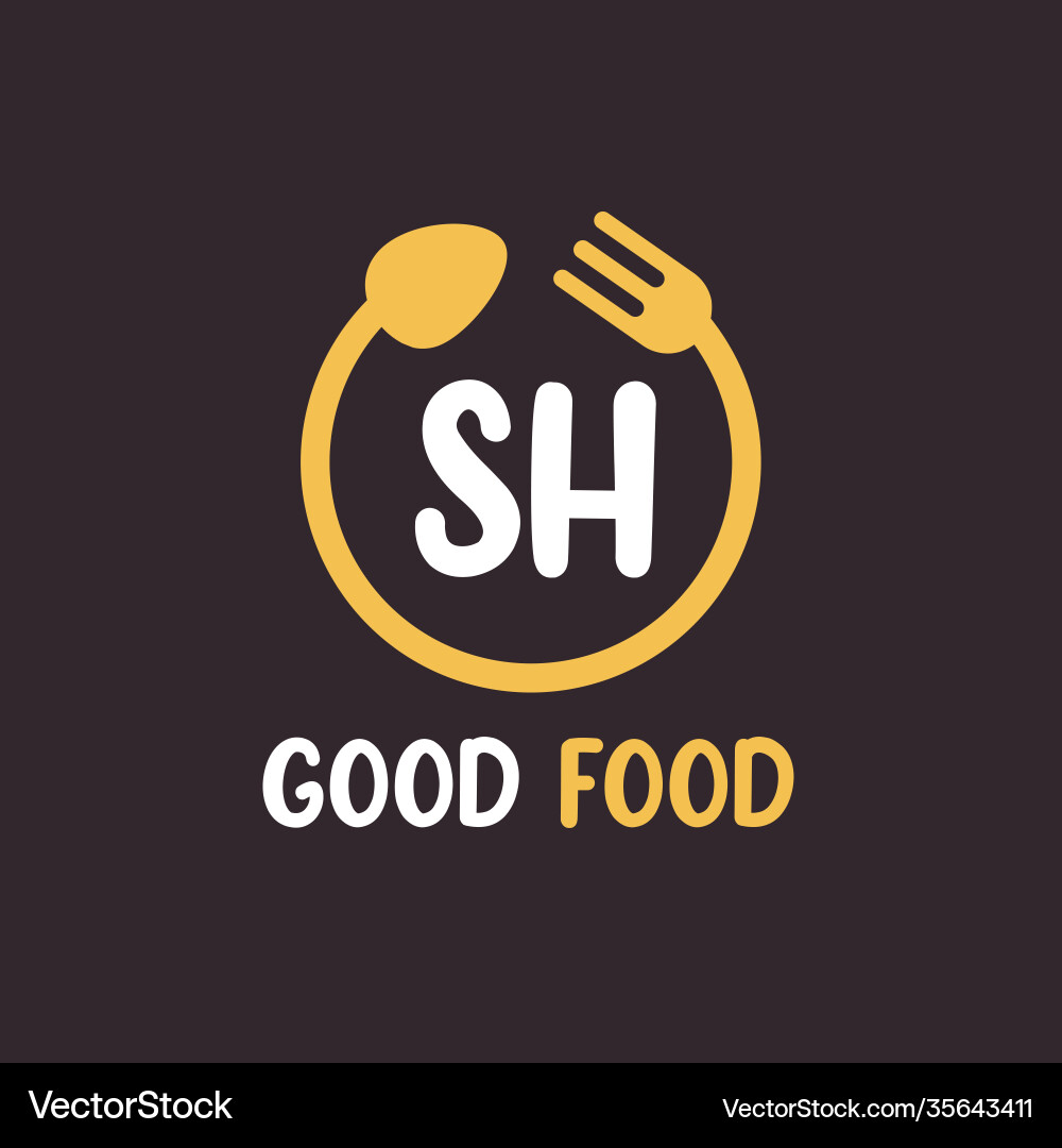 Sh letter logo design with restaurant concept Vector Image