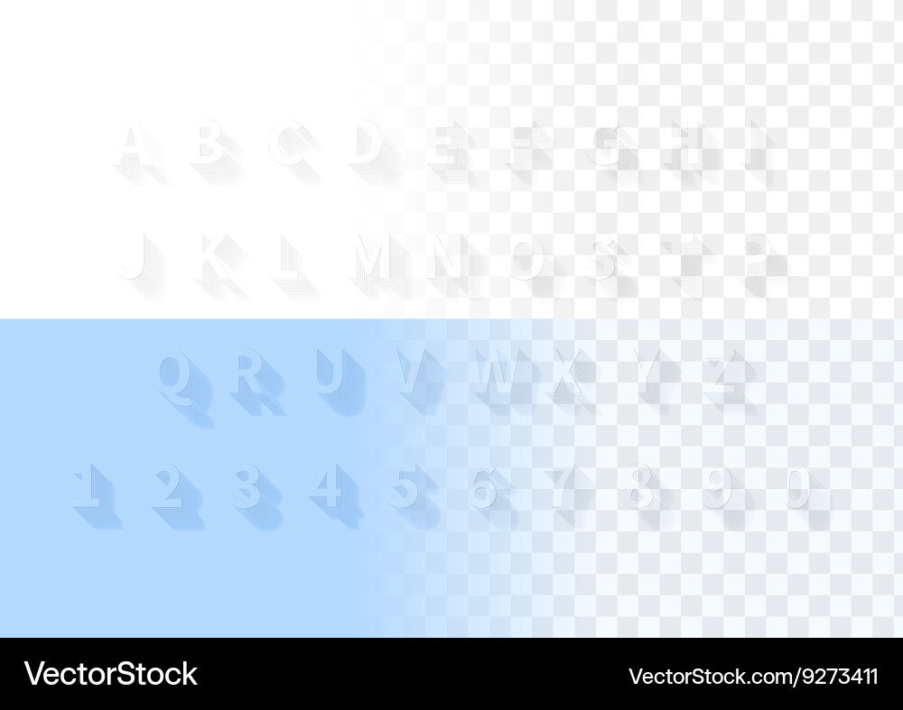 Transparent letters with long shadow font latin Vector Image