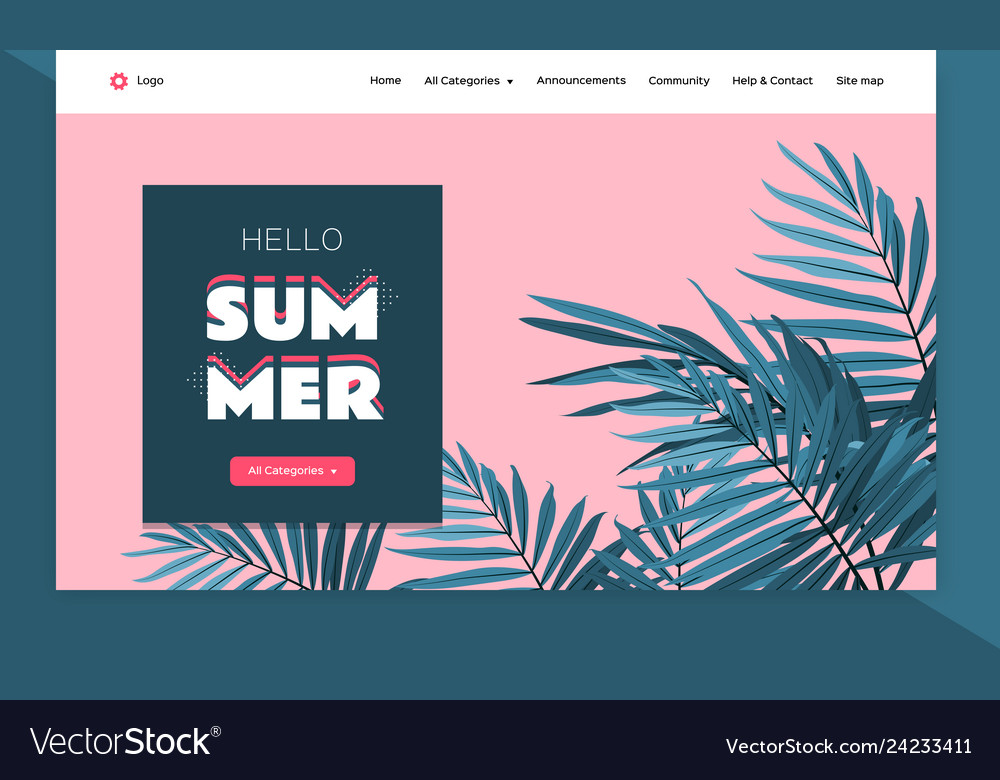 Website template design tropical leaves background