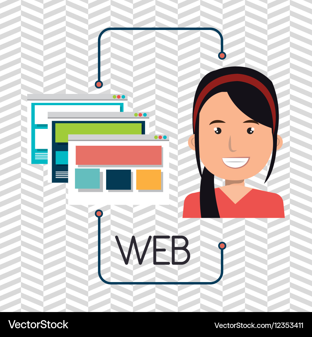 Woman cartoon web page Royalty Free Vector Image