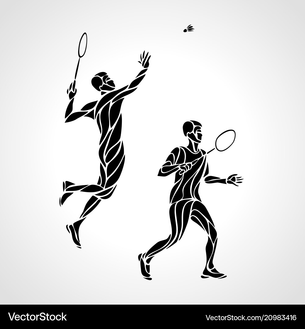 Abstract mens doubles badminton players ector Vector Image