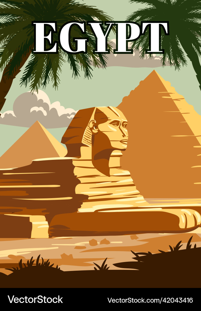 Ancient egypt pharaoh pyramids sphinx vintage Vector Image