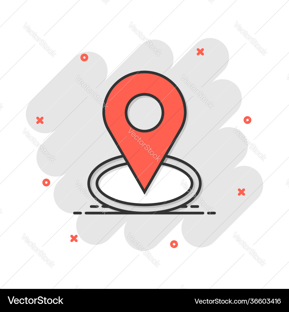Cartoon pin location icon in comic style Vector Image