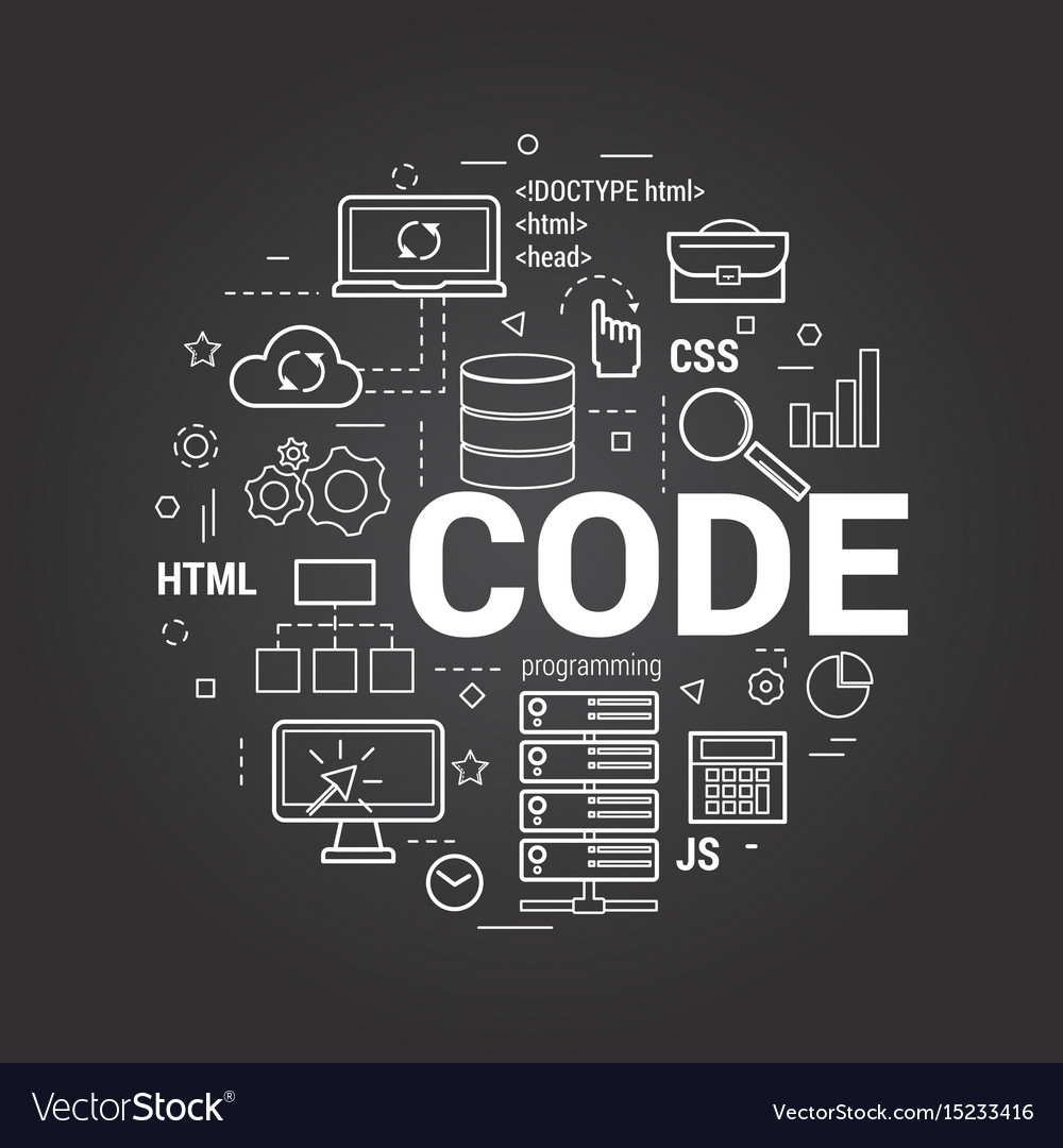 Coding concept on black Royalty Free Vector Image