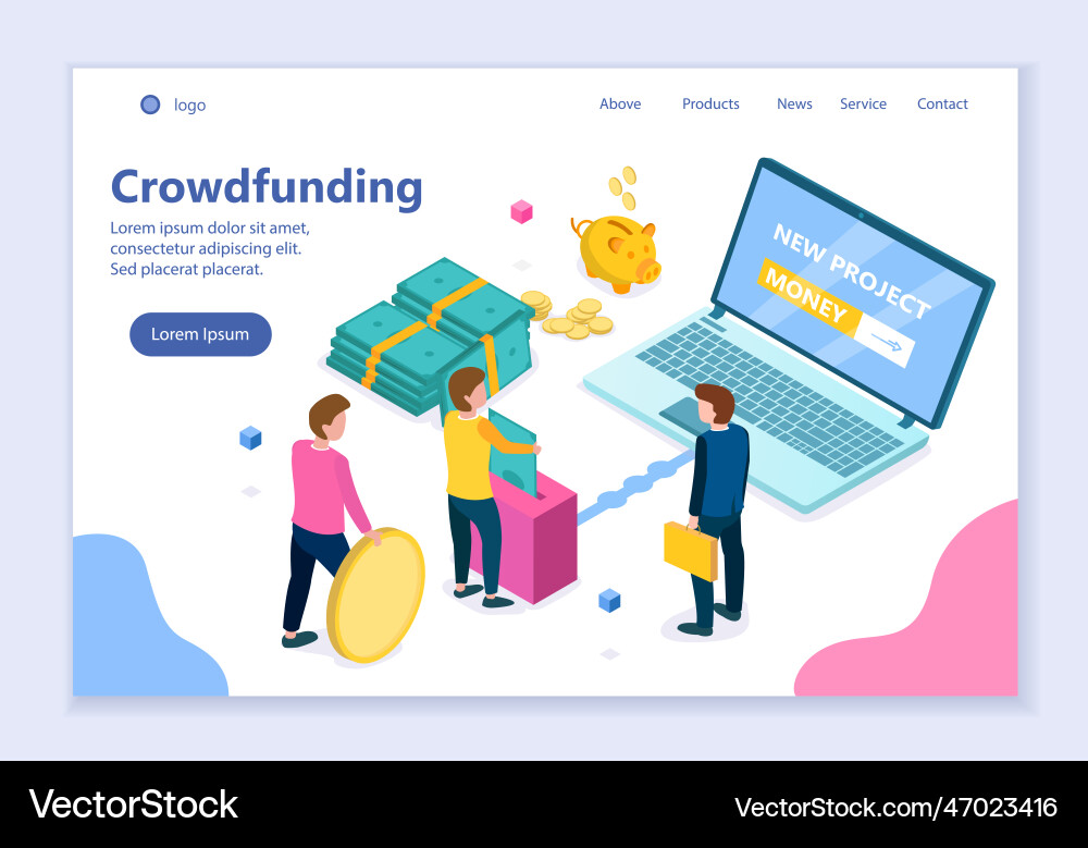 Concept of crowdfunding creative website template Vector Image