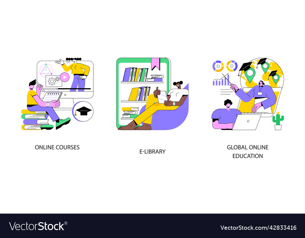E-learning tools abstract concept Royalty Free Vector Image