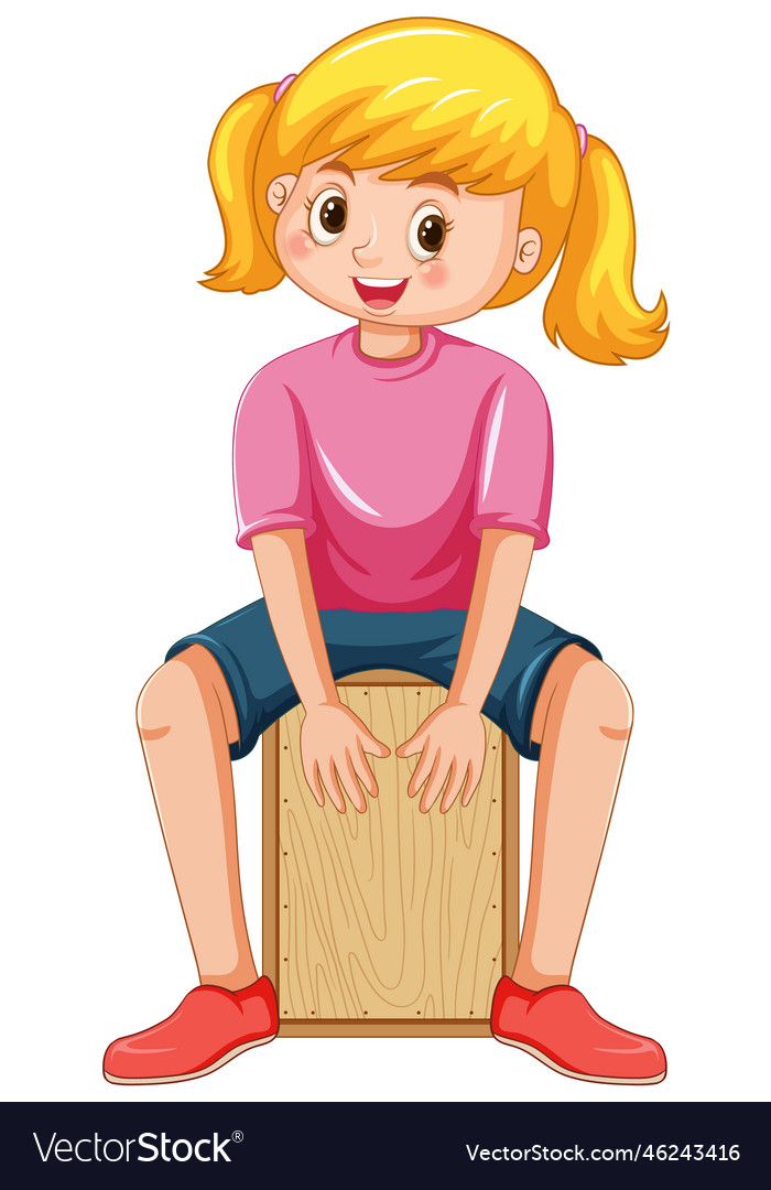 Girl playing cajon drum Royalty Free Vector Image Girl playing cajon drum Royalty Free Vector Image