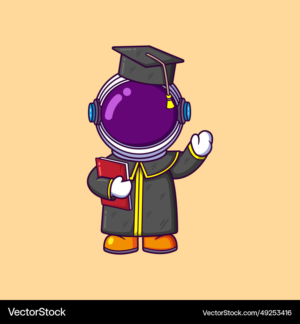 Happy astronaut graduate student celebrating Vector Image