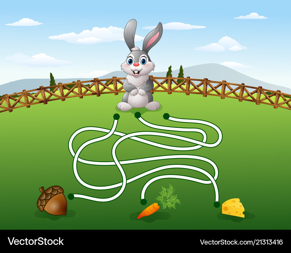 Help the rabbit to find carrot Royalty Free Vector Image