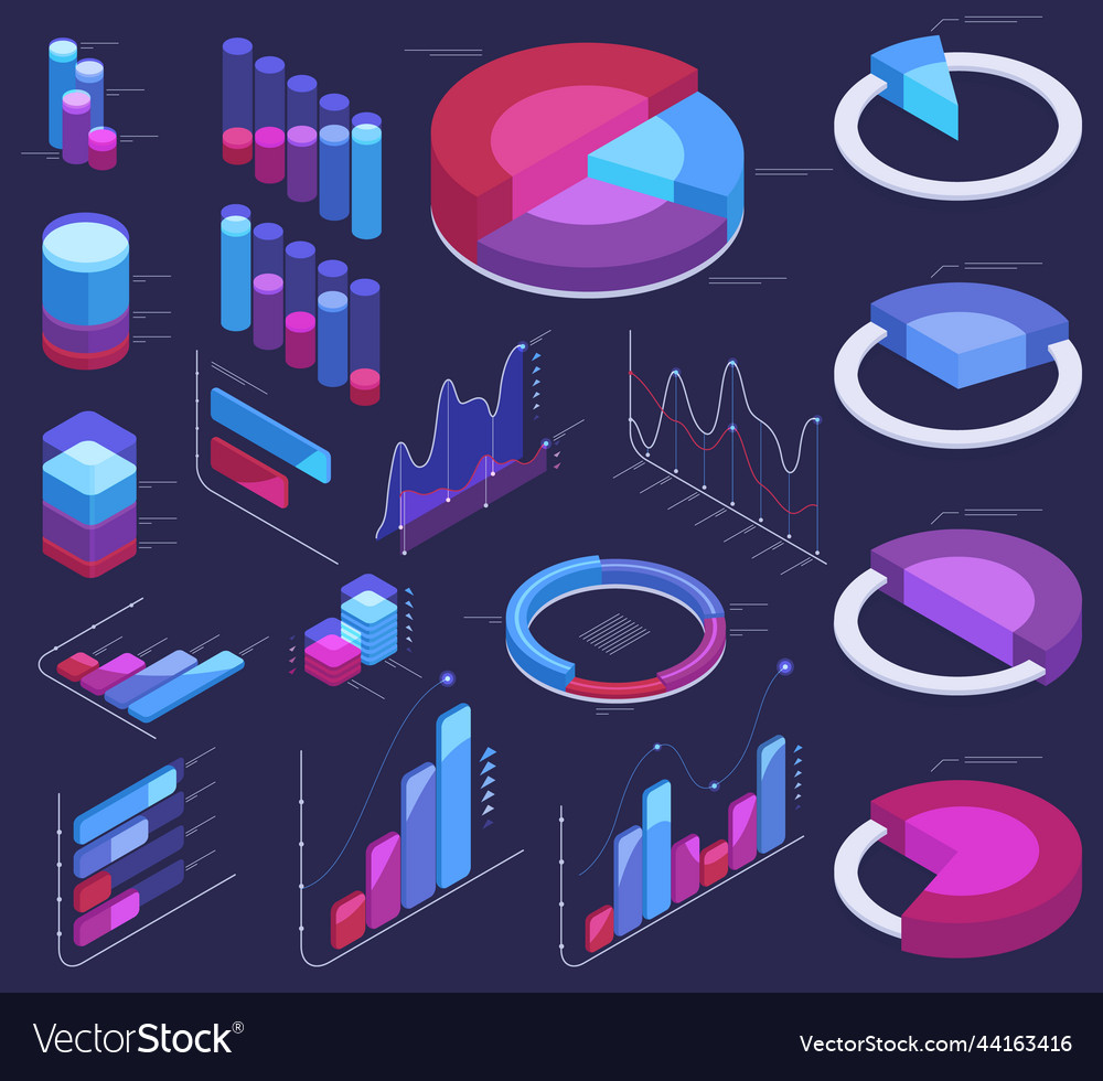 Isometric data analysis 3d graphic chart Vector Image