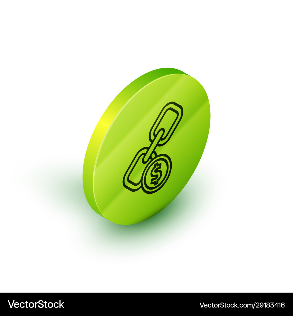 Isometric line chain link and coin icon isolated Vector Image