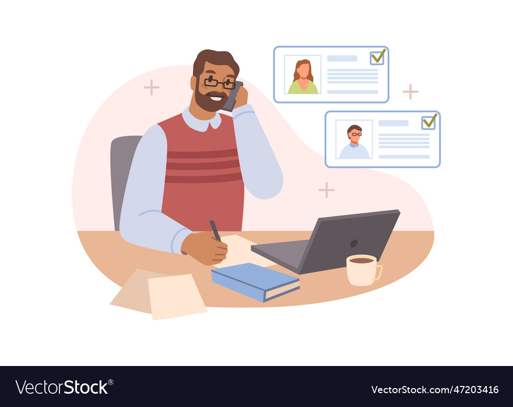 Job interview conversation hr manager computers Vector Image Job interview conversation hr manager computers Vector Image