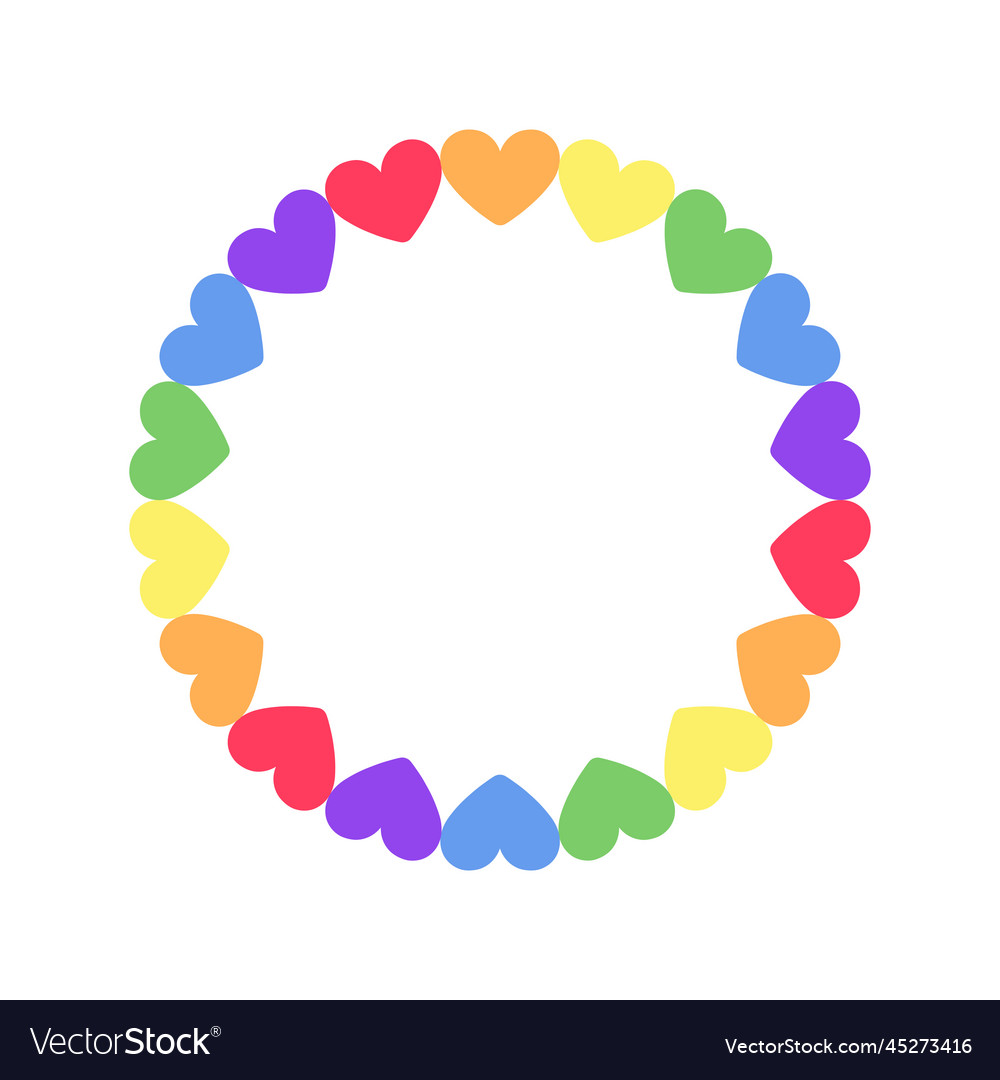 Rainbow heart pattern frame simple minimal border Vector Image