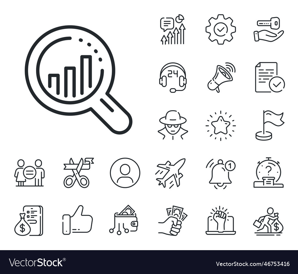 Seo analysis line icon web targeting chart sign Vector Image