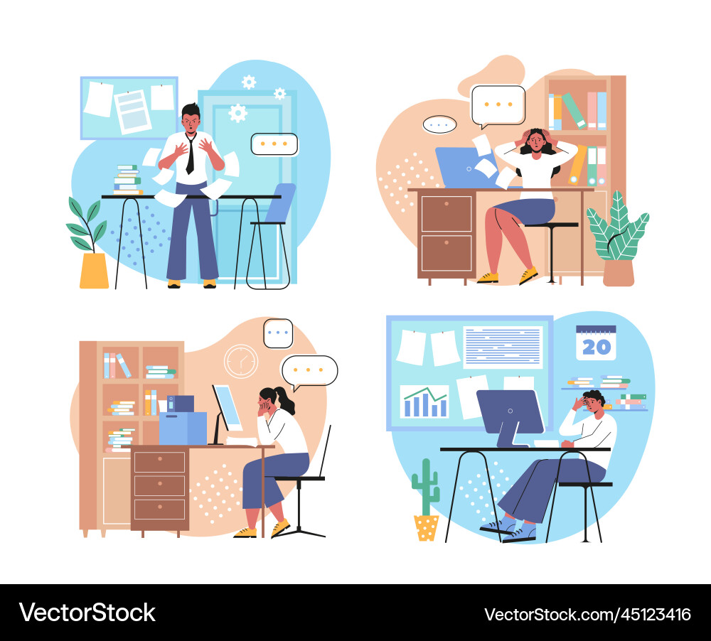 Set of busy people Royalty Free Vector Image - VectorStock