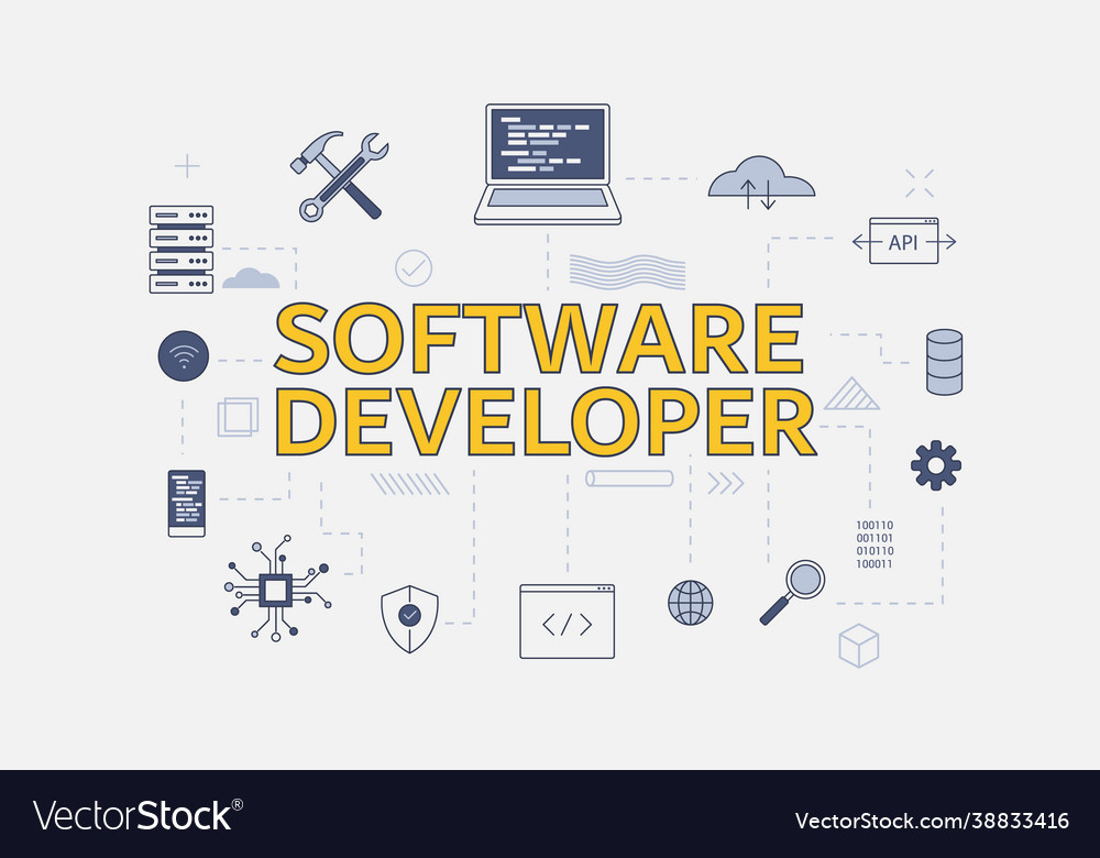 Software development concept with icon set Vector Image