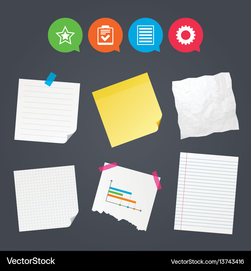 Star and menu list signs checklist gear Royalty Free Vector