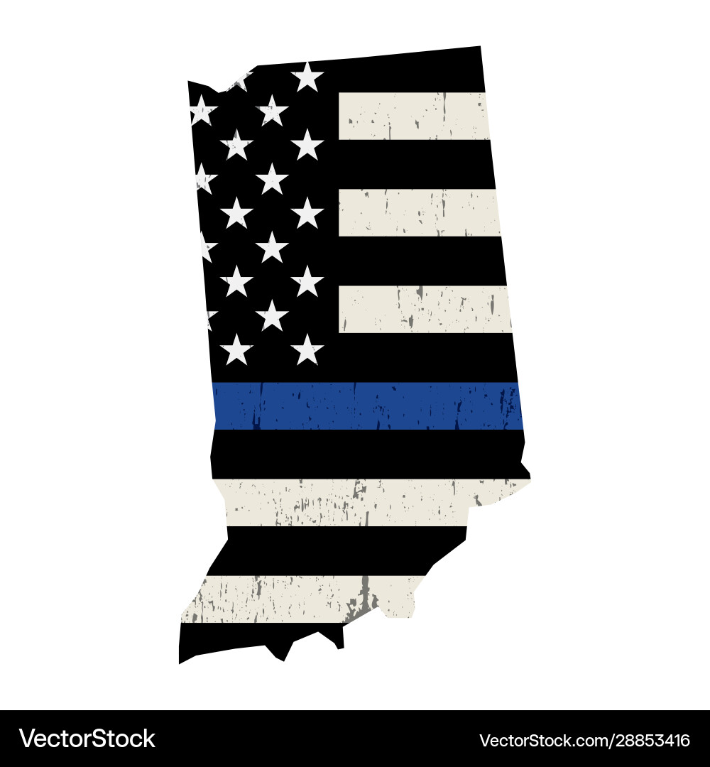 State indiana police support flag Royalty Free Vector Image
