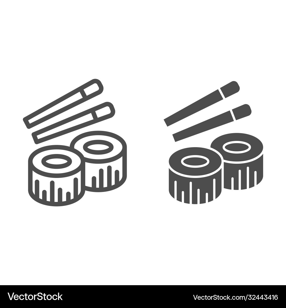 Sushi line and solid icon japanese food concept Vector Image