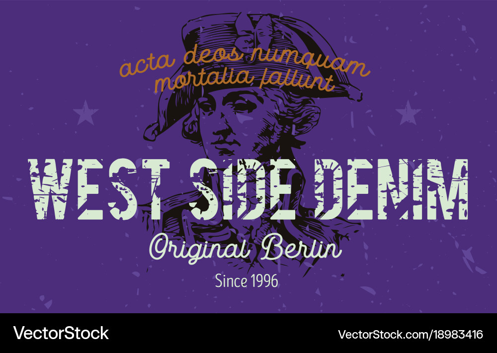West side denim berlin clothing tag Royalty Free Vector
