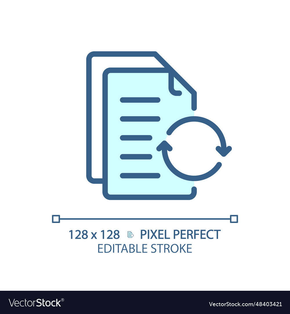 2d Customizable Document Thin Linear Blue Icon Vector Image