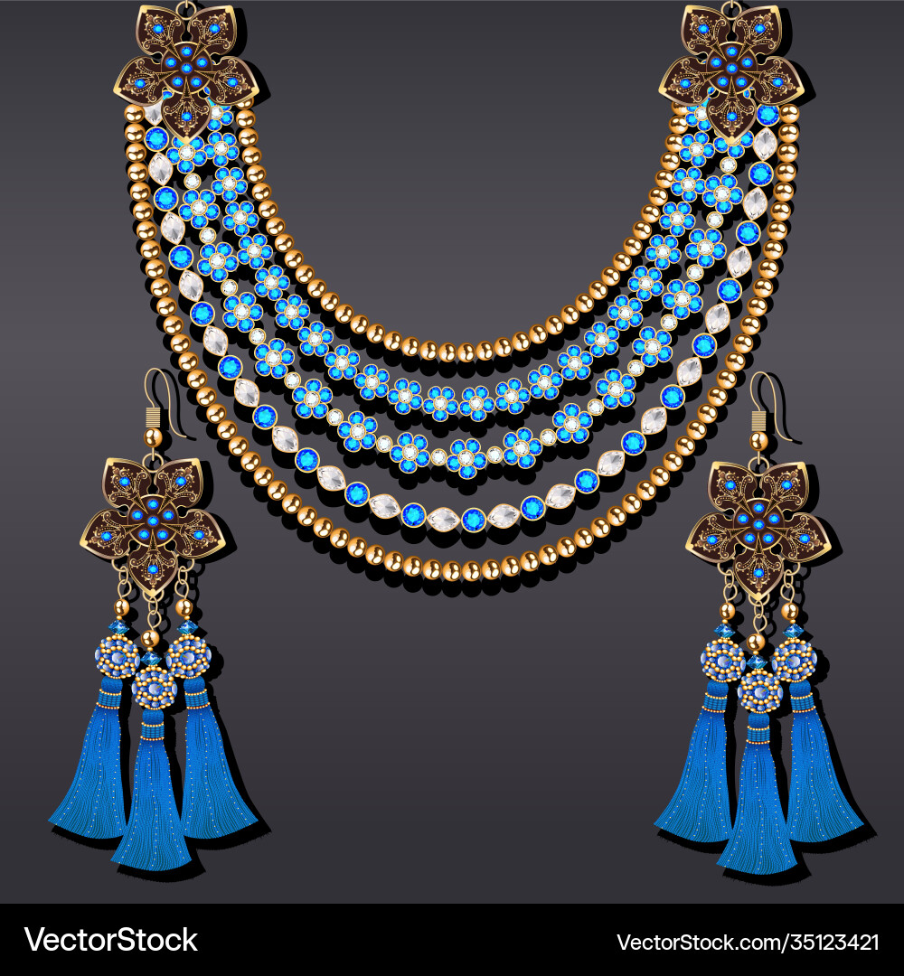 A set jewelry made gold earrings Royalty Free Vector Image