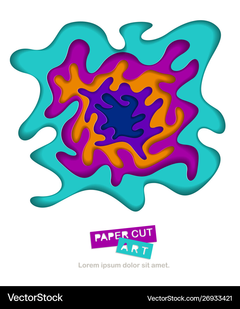 Abstract colorful paper cutout curvy shapes Vector Image