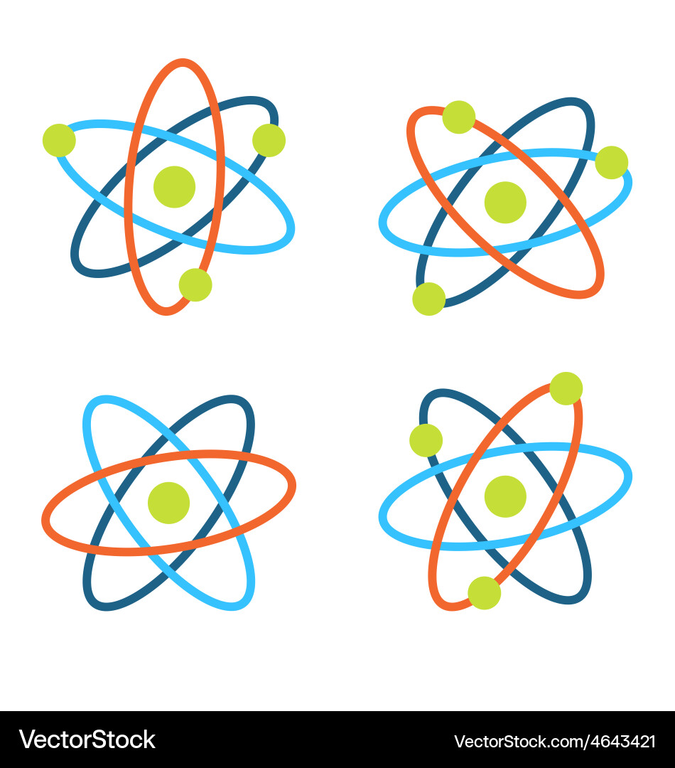 Atom symbols for science colorful icons isolated Vector Image