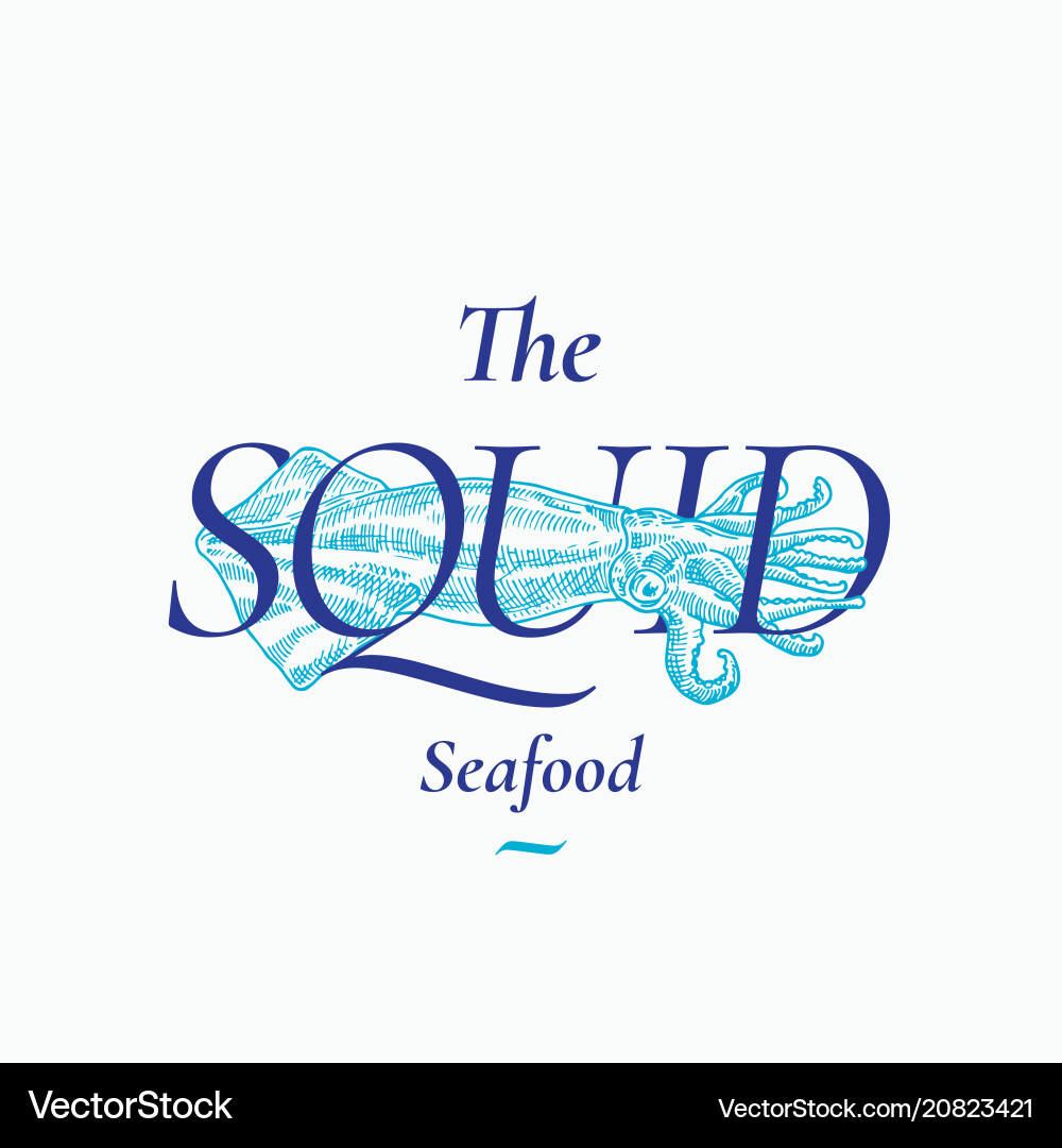 Calamary seafood abstract sign symbol Royalty Free Vector